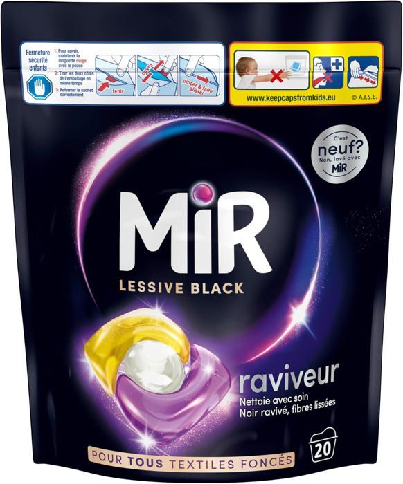 Lessive Capsules Black -Raviveur-Formule 3en1 -Couleurs-Fibres ...