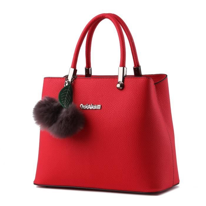 Go4U® Bandoulière Epaule Sac à Main Croisé Sacoche rouge Pendentif PU ...