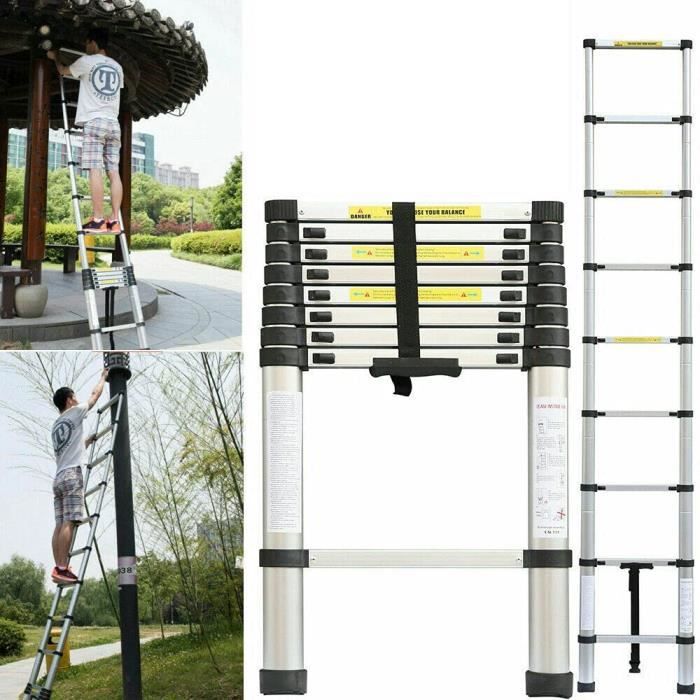 Échelle Télescopique 2,6M en Aluminium Bricolage Pliable Extensible ...