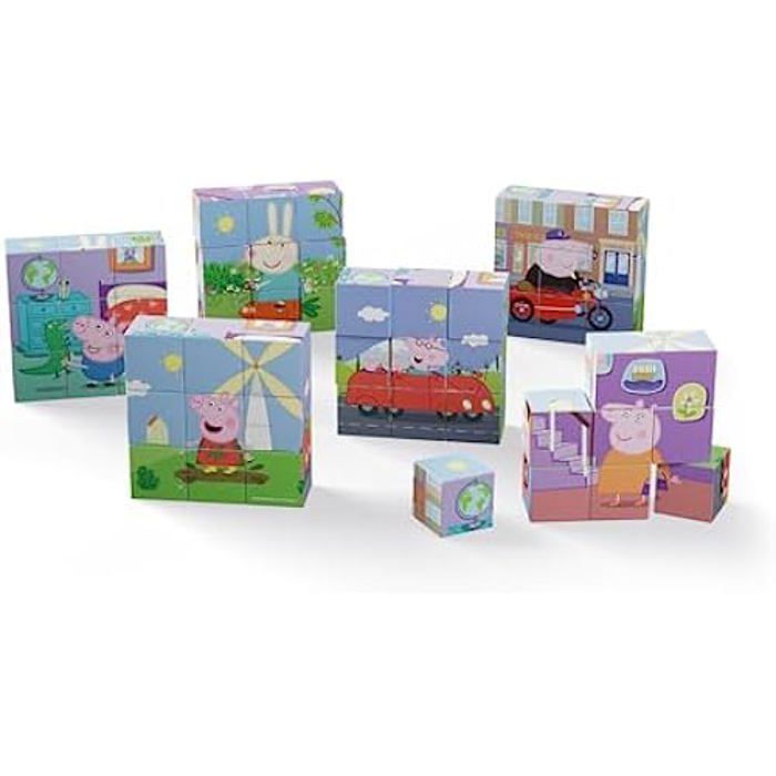 Puzzle en Bois - DEQUBE - Peppa Pig - Jouet éducatif - 6 cubes ...