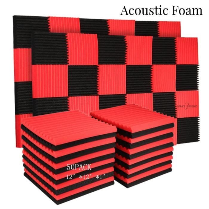 25Black25red - Panneaux acoustiques de Studio en mousse insonorisante ...
