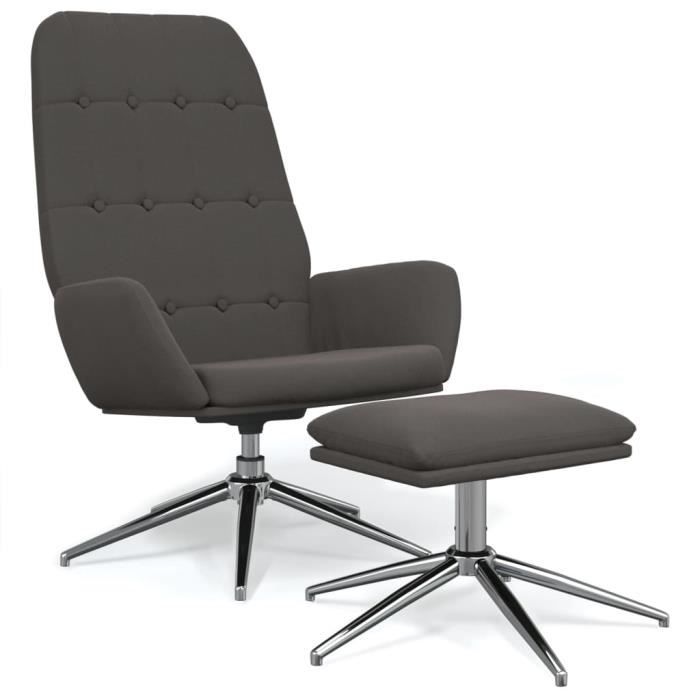 Drfeify Chaise de relaxation et repose-pied Gris foncé Tissu microfibre ...