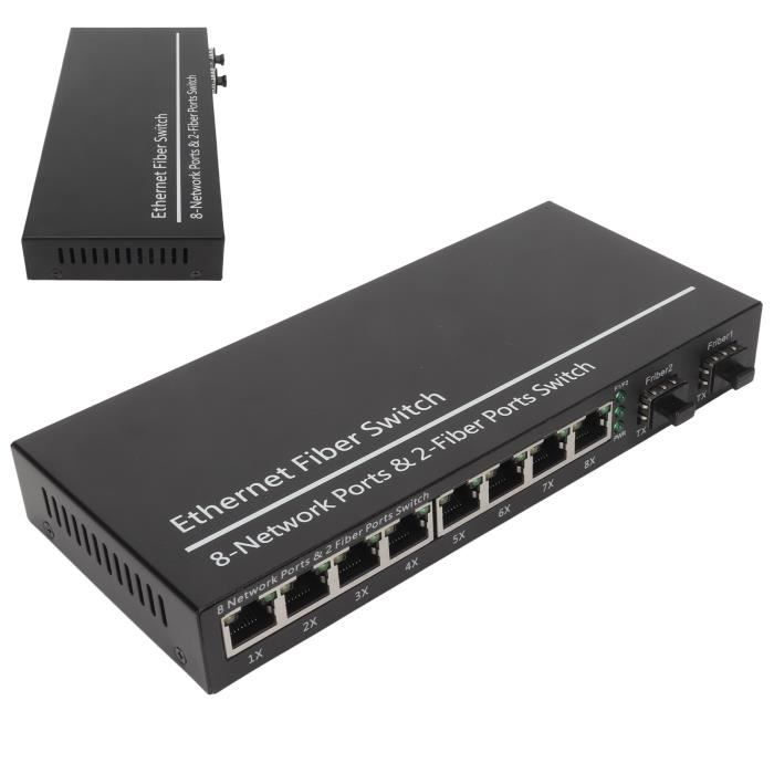 Commutateur Fibre Ethernet - EJ.LIFE - 2 Ports Optiques SFP - 8 Ports RJ45 - Plug and Play - 120 ...