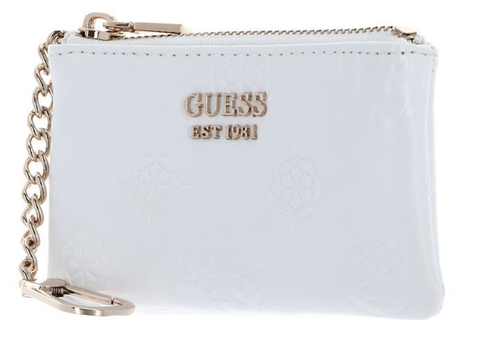 Cas clé - GUESS - Jena Zip Pouch - Cuir - Blanc - Petit format avec ...