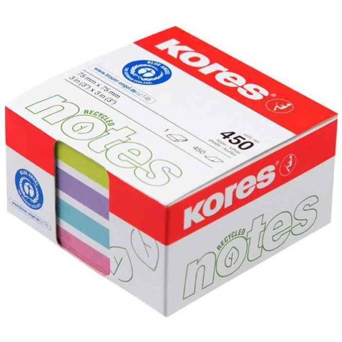 Bloc-note adhésif - KORES - Recycling Recycled Pastel Notes - 75 x 75 ...