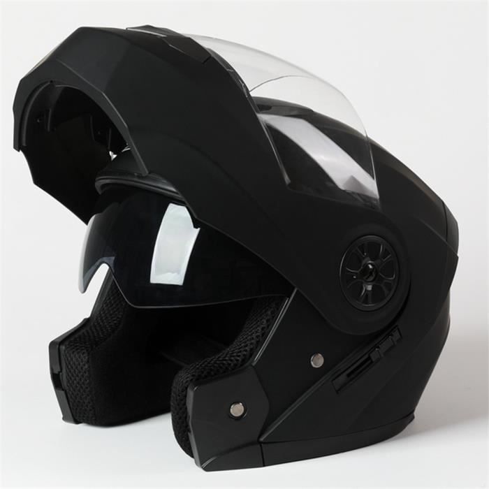 RUMOCOVO® Casque De Moto Noir Mat, Double Visière, Course ...
