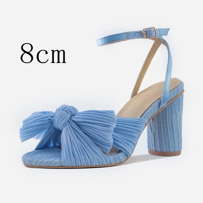 Sandale Femme INSFITY - Bout Ouvert Nœuds papillon Rétro - Bleu clair ...