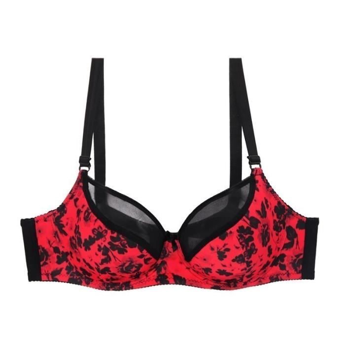 Soutien-gorge,soutien-gorge à motif Floral pour femme,grande taille 38D ...