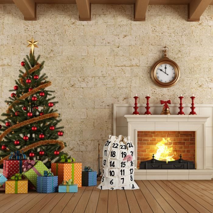 Sac cadeau - OMABETA - Calendrier de Noël - 24 poches - Lin ...