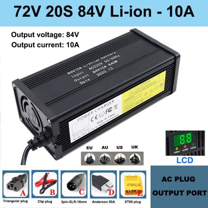 Chargeur Li-ion - RNCYN - 72V 20S - 84V - Courant 5A/8A/10A/12A/15A/20A - Boîtier métallique ...