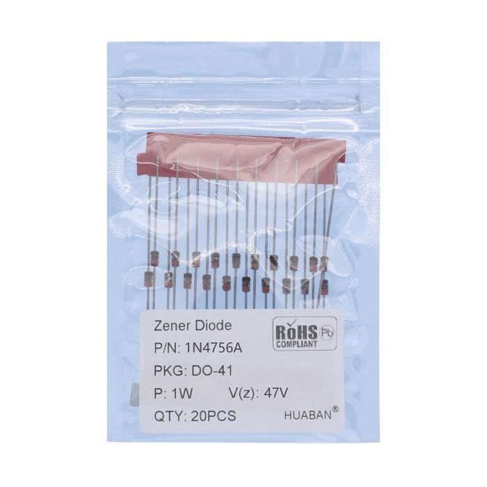 100Pcs 1N4756A 1N4756 Diode Zener De Puissance Planaire En Silicium 1W 47V Do-41 (Do-204Al ...