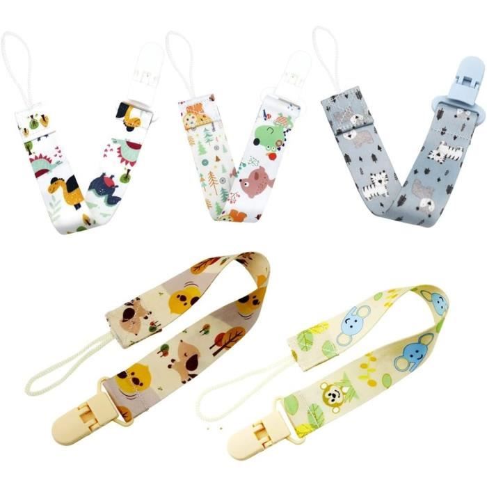 Attache Sucette Bébé, 5Pcs Chaîne de Tétine pour Bébé, Attache-sucette ...