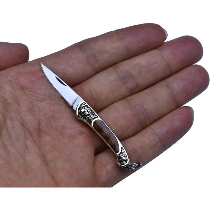 JPCRMOV Mini Couteau Pliant, Couteau de Poche Lame en Acier X50CR15MoV ...