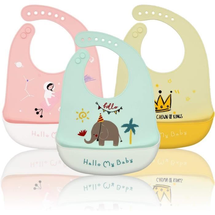 Bavoir Bébé Silicone, Fille Impermeable Bavette Plastique Avec ...