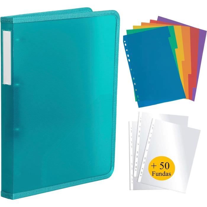 Classeur À 4 Anneaux En Plastique Avec 50 Pochettes En Plastique A4 Et ...