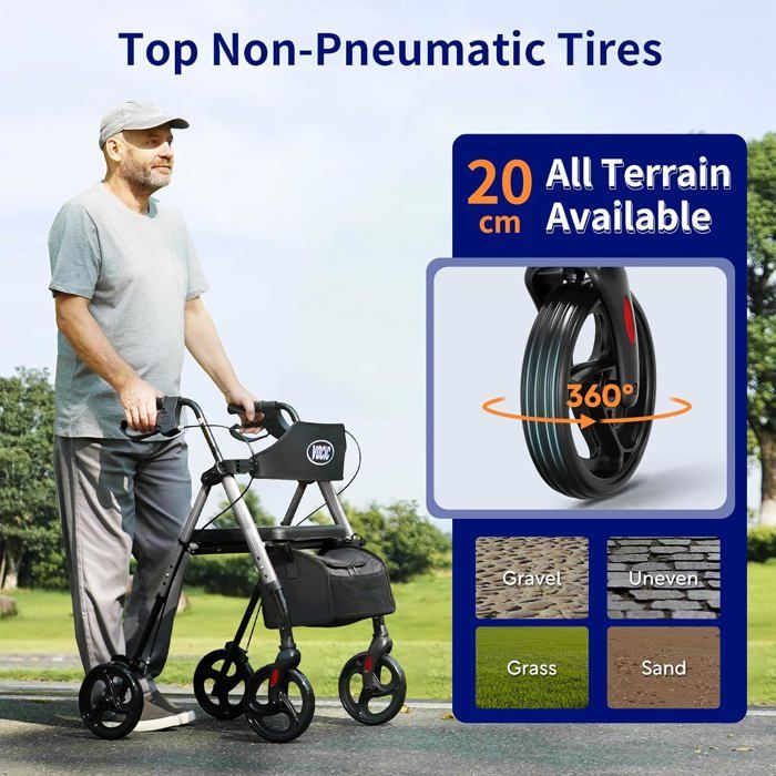 VOCIC deambulateur 4 roues pliable leger,Rollator en alm léger avec ...