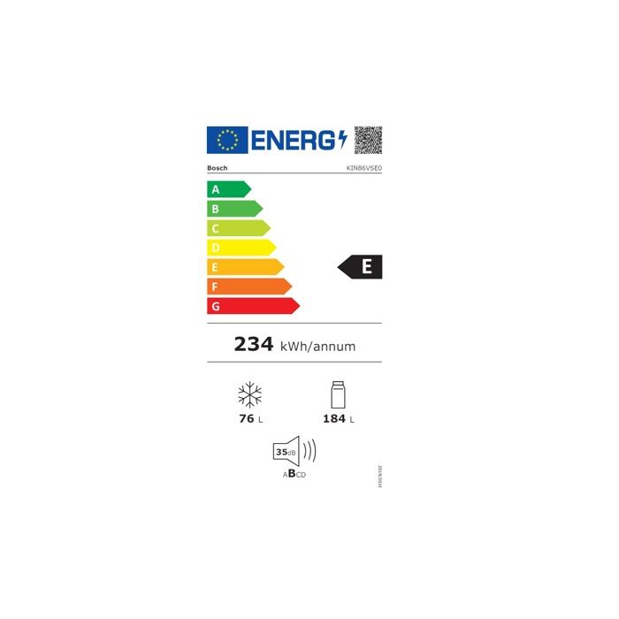 Réfrigérateur Combiné BOSCH KIN86VSE0 - Blanc - Intégrable - 260 Litres ...