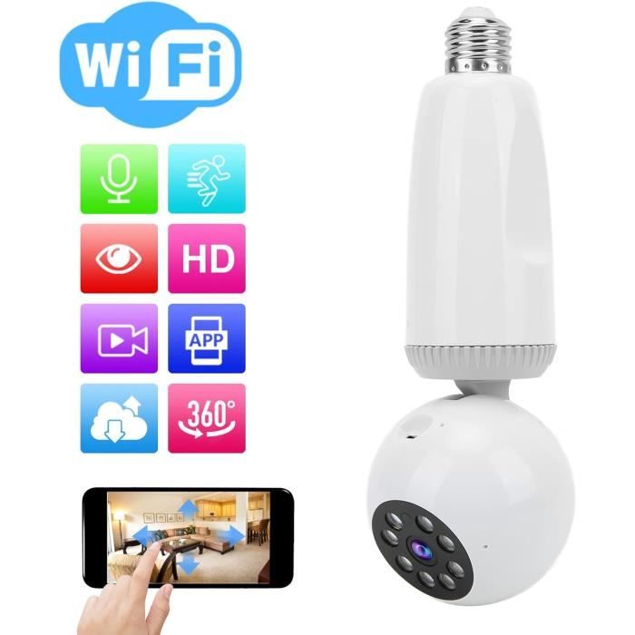 Caméra Ampoule Wifi Extérieure 3Mp Panoramique 360° Fisheye Caméra De ...