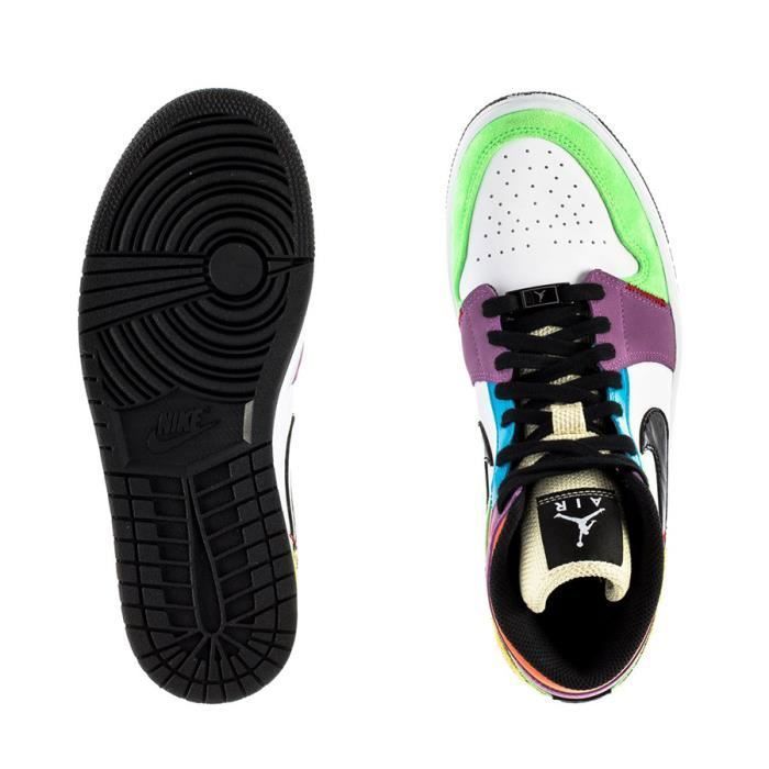 Baskets Niike Air-Jordan 1 Mid GS"Multicolor"AJ1 CW1140-100 Femme et ...