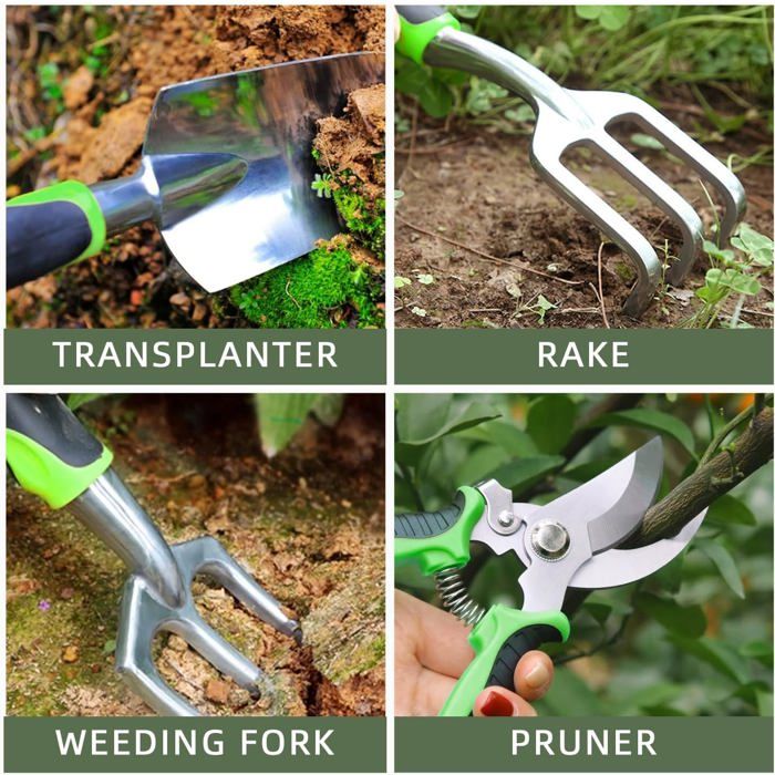 Outils de Jardinage, 8 Pièces avec Sac de Rangement, Râteaux ...