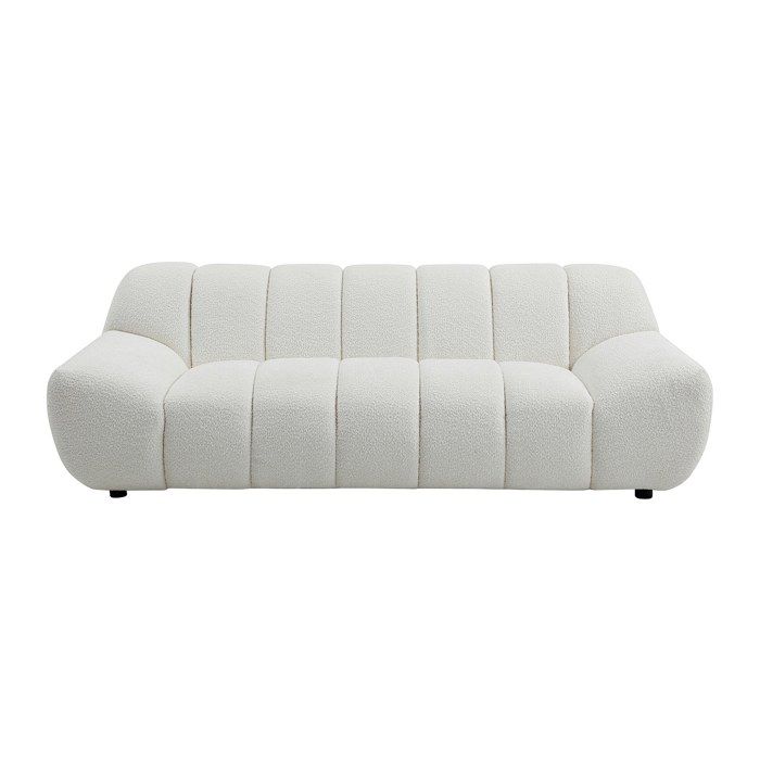 Canapé 2 places en tissu bouclette blanc SORIELI - Cdiscount Maison