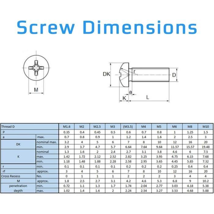 M4 X 25 Mm Petite Vis À Tête Cylindrique Cruciforme Lot De 25Pc Iso ...