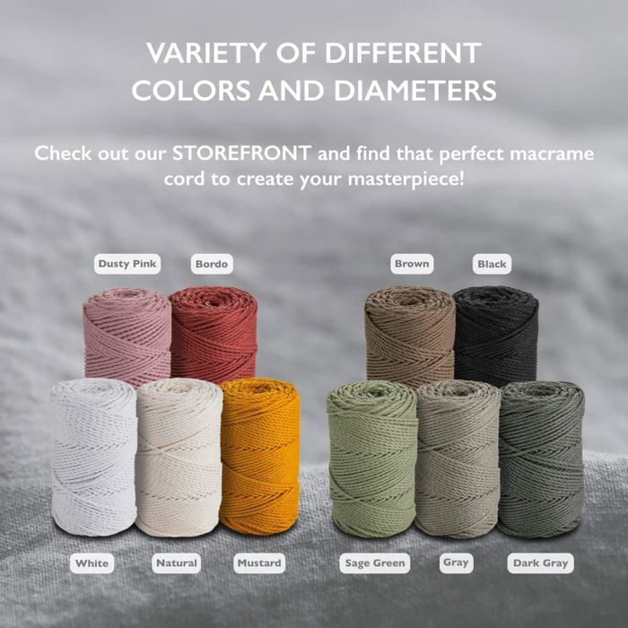 Corde macramé 3 mm 400 m Cordon en Coton Naturel 3 Brins Ficelle de ...