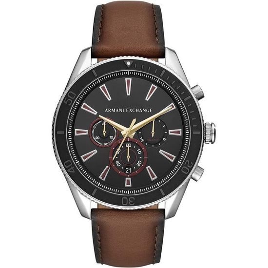 Montre - ARMANI EXCHANGE - Chronographe - Acier Inoxydable - Cuir Brun ...