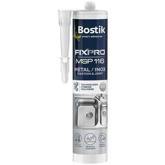 Mastic polymère hybride - BOSTIK - MSP116 - Métal inox - 290ml - Colle ...