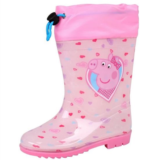 Bottes de pluie Peppa Pig - Fille - Roses avec côtes, coeurs Rose ...