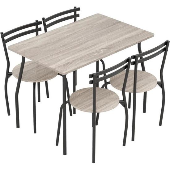 RELAX4LIFE Ensemble 5 PCS Table à Manger avec Chaises pour 4 Personnes ...