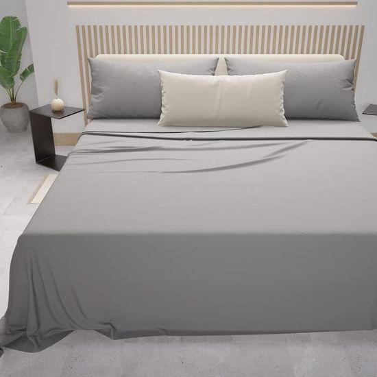 Set De Draps De Lit 100% Coton Set De 3 Pieces 1Pz Drap Housse, 1Pz ...