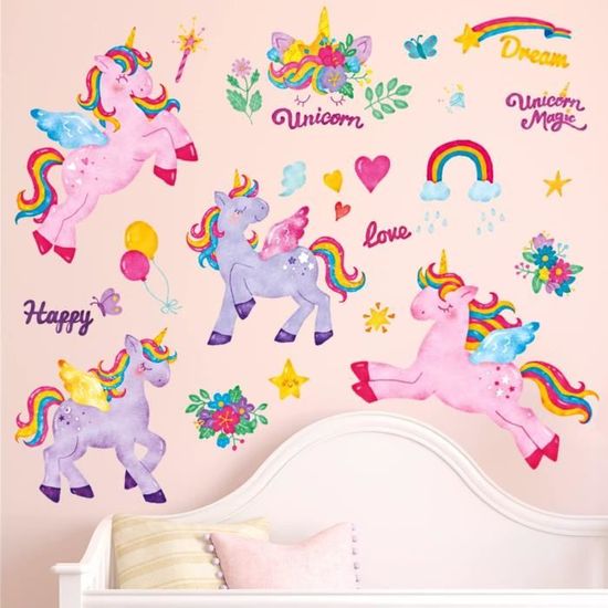 Bs-111 Licornes Stickers Muraux Stickers Enfants Peel And Stick ...