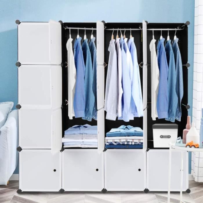Armoire Penderie Modulable Portable Grande Capacité Storage avec Portes ...