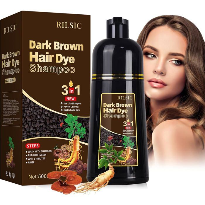 Shampoing Colorant Marron Foncé, 500 Ml Color Shampooing Colorant,Hair ...