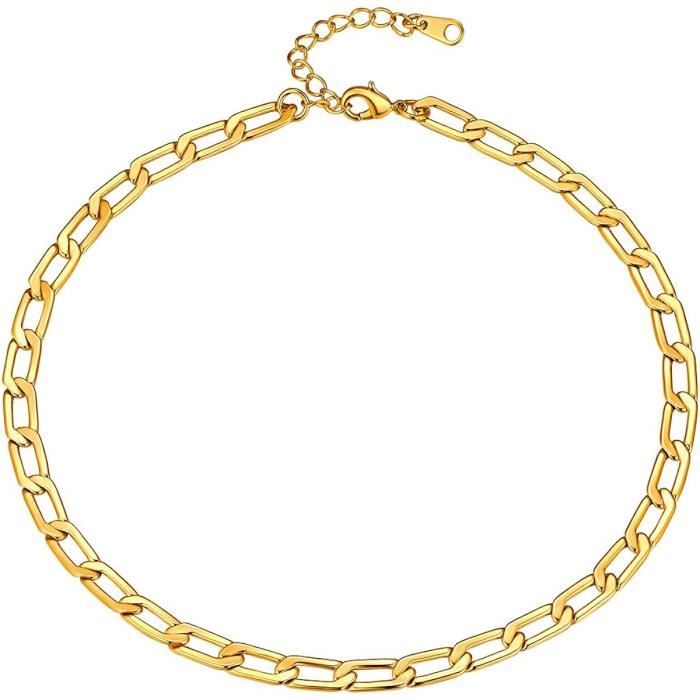 Collier Femme Ras De Cou Doré Chaîne Plaqué Or Jaune Bijoux Tendance ...