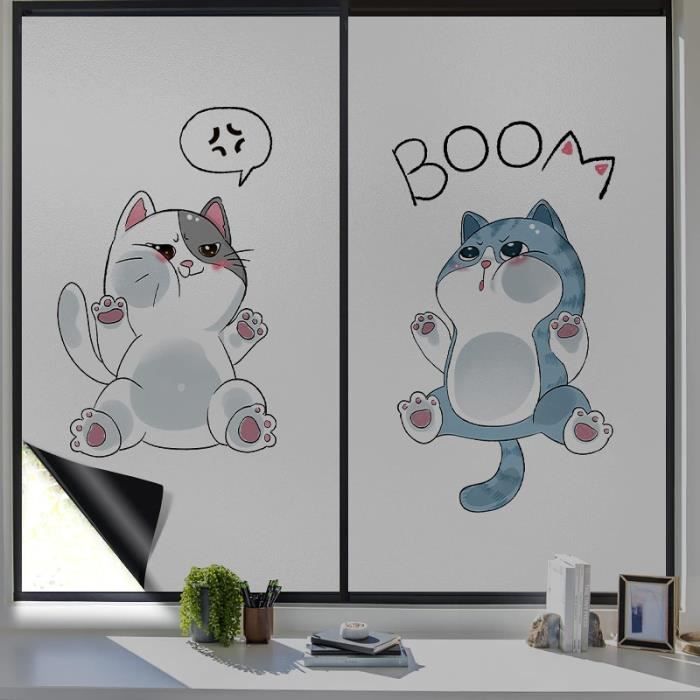 Film Fenetre Anti Regard Chat De Dessin Animé Film Occultant Fenêtre ...