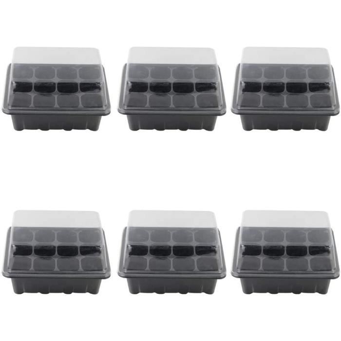Lot de 6 plateaux de semis à 12 compartiments avec couvercles ...