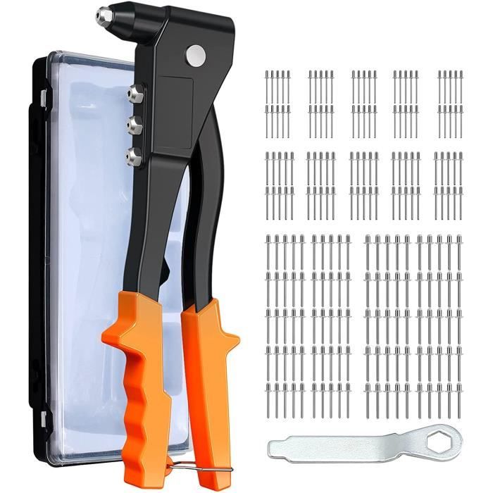 Pistolet à Riveter Professionnel Pop Riveteuse avec 200 pcs Rivets et ...
