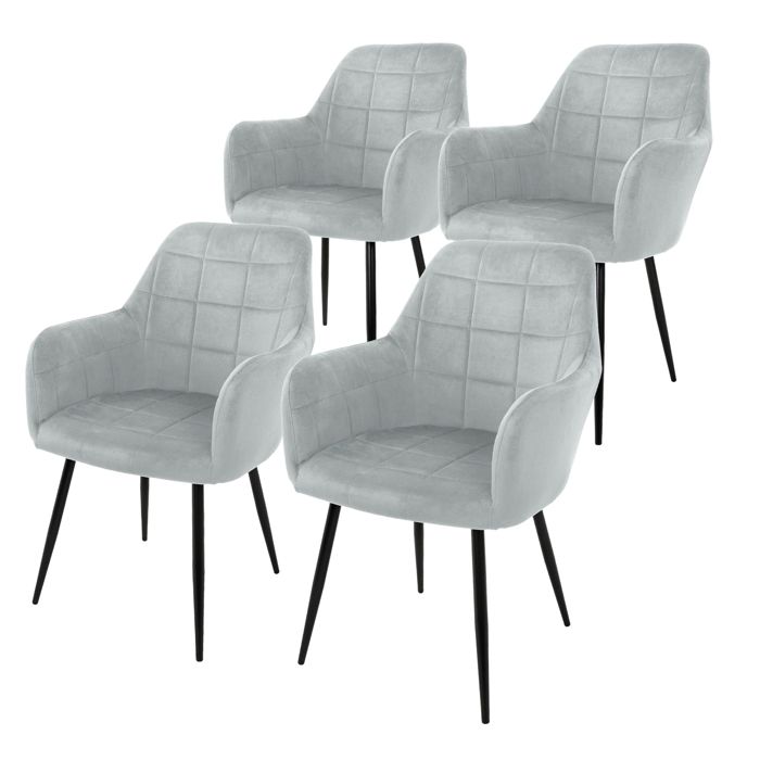 ECD Germany Lot de 4 Chaises de Salle à Manger - Gris clair - Style ...