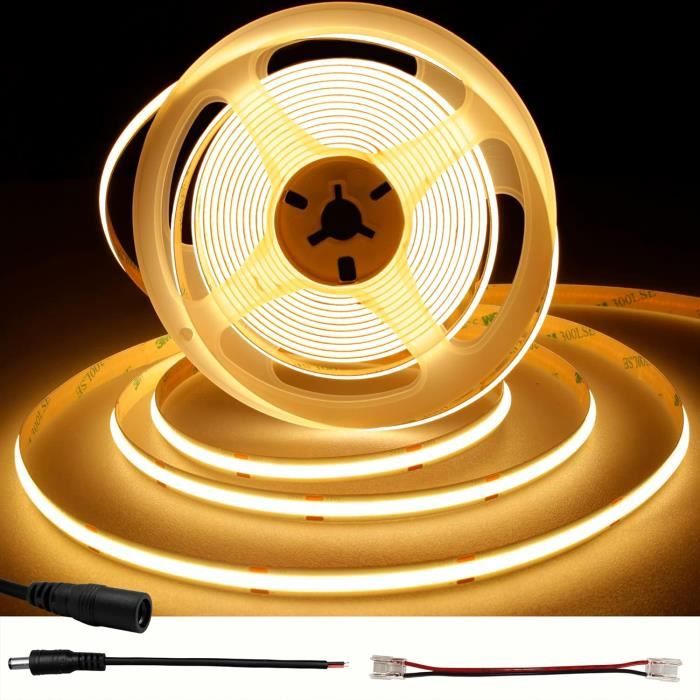 Ruban Led Cob 5M 2700K, Bande Led Blanc Chaud Avec 480Leds-M, Cri 90+, Largeur 8Mm, Angle ...