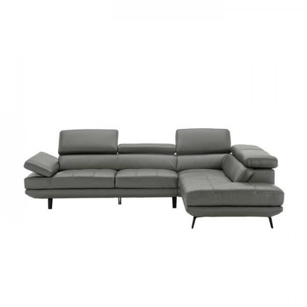 Canapé d'angle droit fixe - Cuir gris - L 300 x P 231 x H 73 cm - STORM ...