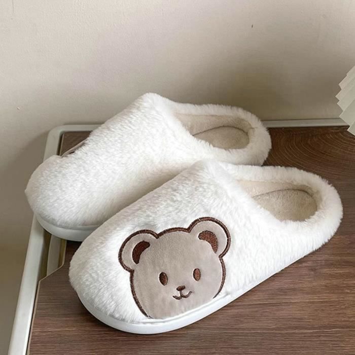 Chausson-pantoufle - C-White - Peluche chaude - Mixte - Confortable ...
