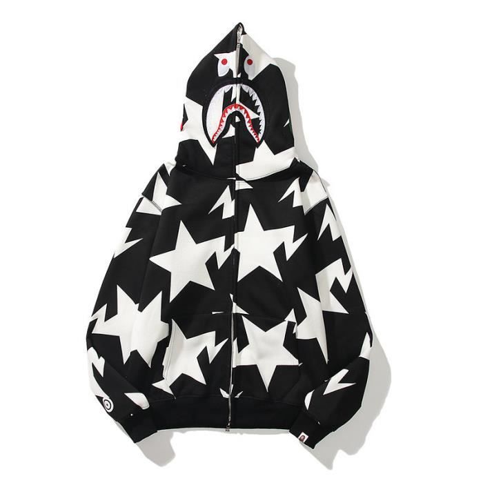Generic Sweat à Capuche Bape Shark Hoodie Pull Zipper Impression en 3D ...
