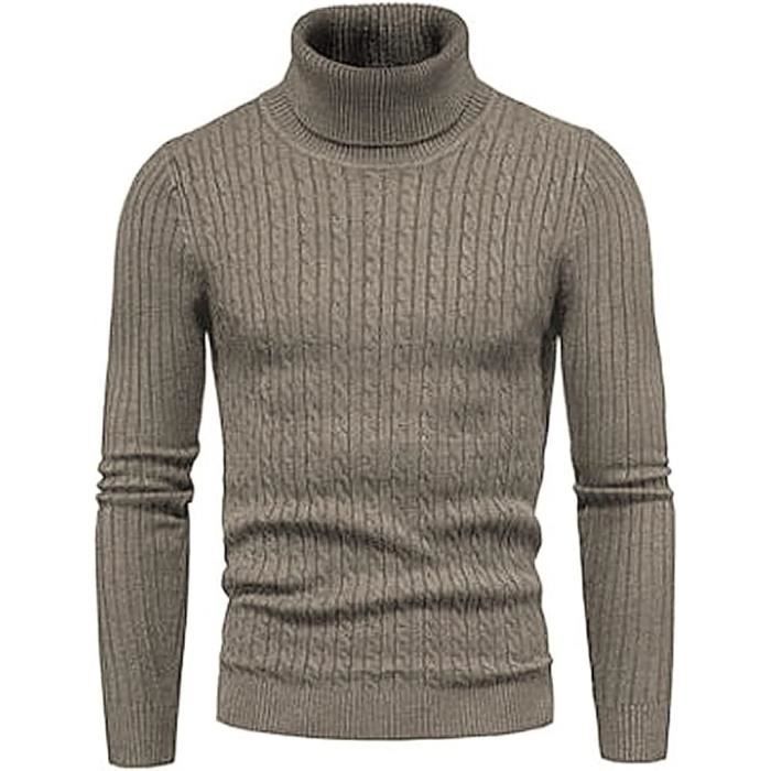 Pull Homme Pull à col roulé Homme Hiver en Tricote Manches Longues ...