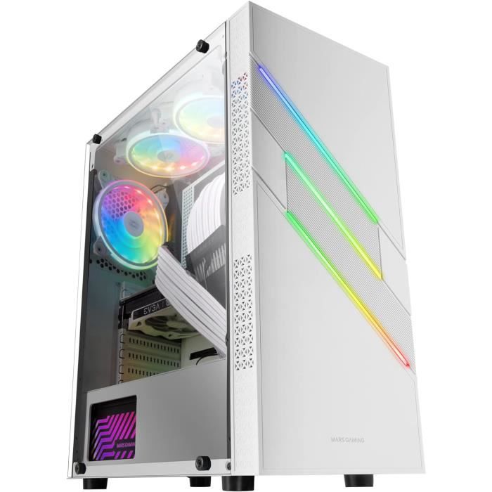 Mc-U3 Blanc, Boîtier Pc Gaming Atx Xl, Front Triple Argb, Ventilateur Argb 12Cm, Fenêtre Verre ...