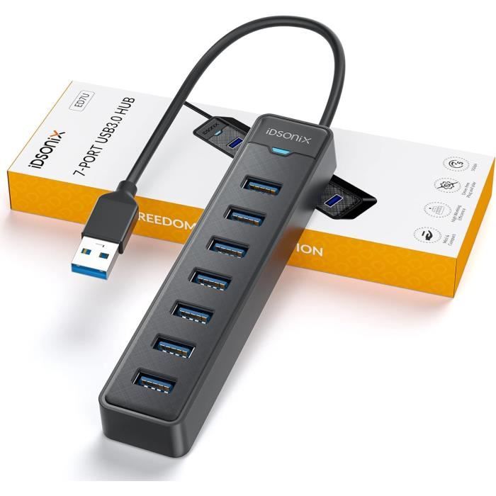 Idsonix Hub Usb 3.0, 7 Ports Hub Usb 3.0 5 Gbps Adaptateur Multiport Portable, Hub Usb Pour ...