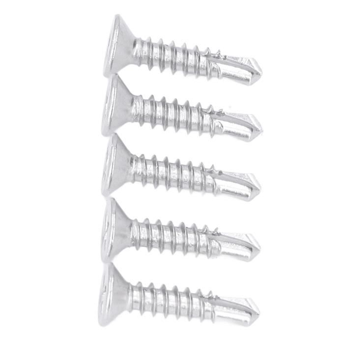 YOSOO Pièces de fixation 200pcs vis auto-perceuse tête fraisée cruciforme 410 acier inoxydable ...