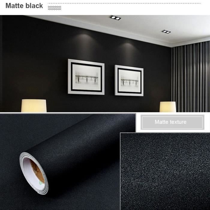 Papier peint,Pure matte black-3m x 40cm--Film De Rénovation De Meubles ...