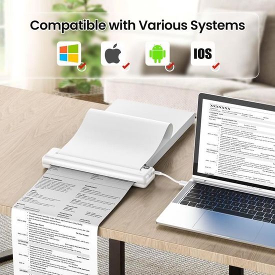 Mini-Imprimante thermique A4 portable PRUMYA Imprimante Bluetooth USB ...